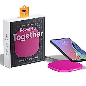 SHARPER IMAGE 5W Wireless Charging Pad with 6 Ft. Cord - Neon Pink