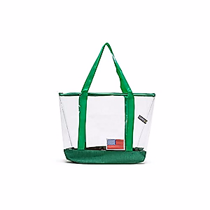 Expersion Clear American Flag Tote Bag, Transparent Heavy Duty See-Through U.S. Handbag for Concerts, Arenas and US Sporting Events, Stadium Approved (green)