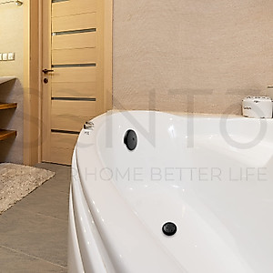 SENTO Black Tip-Toe BathTub Drain Trim Set Assembly Stopper Kit, Fit both 1-1/2 Inch or 1-5/8 Inch Strainer and Stopper, Heavy Duty Metal with Matching Screws, Easy Installation, Matte Black