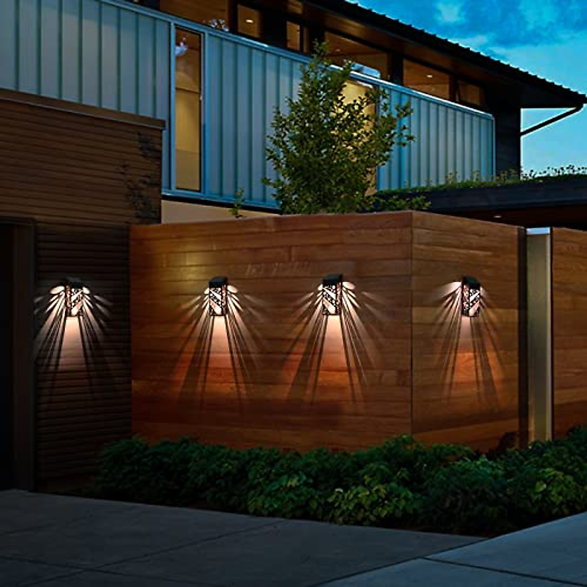 Anordsem Solar Fence Lights, 6 Pack Outdoor Waterproof Solar Wall Lights Solar Deck Lights for Fence, Deck, Step, Patio, Yard, Pathway and Garden