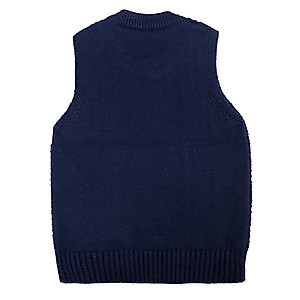 MSTOZE Baby Knit Sweater Vest Round-Neck Sleeveless Plaid Pullover for Size 1-4T Toddler Boys & Girls Royal/Blue