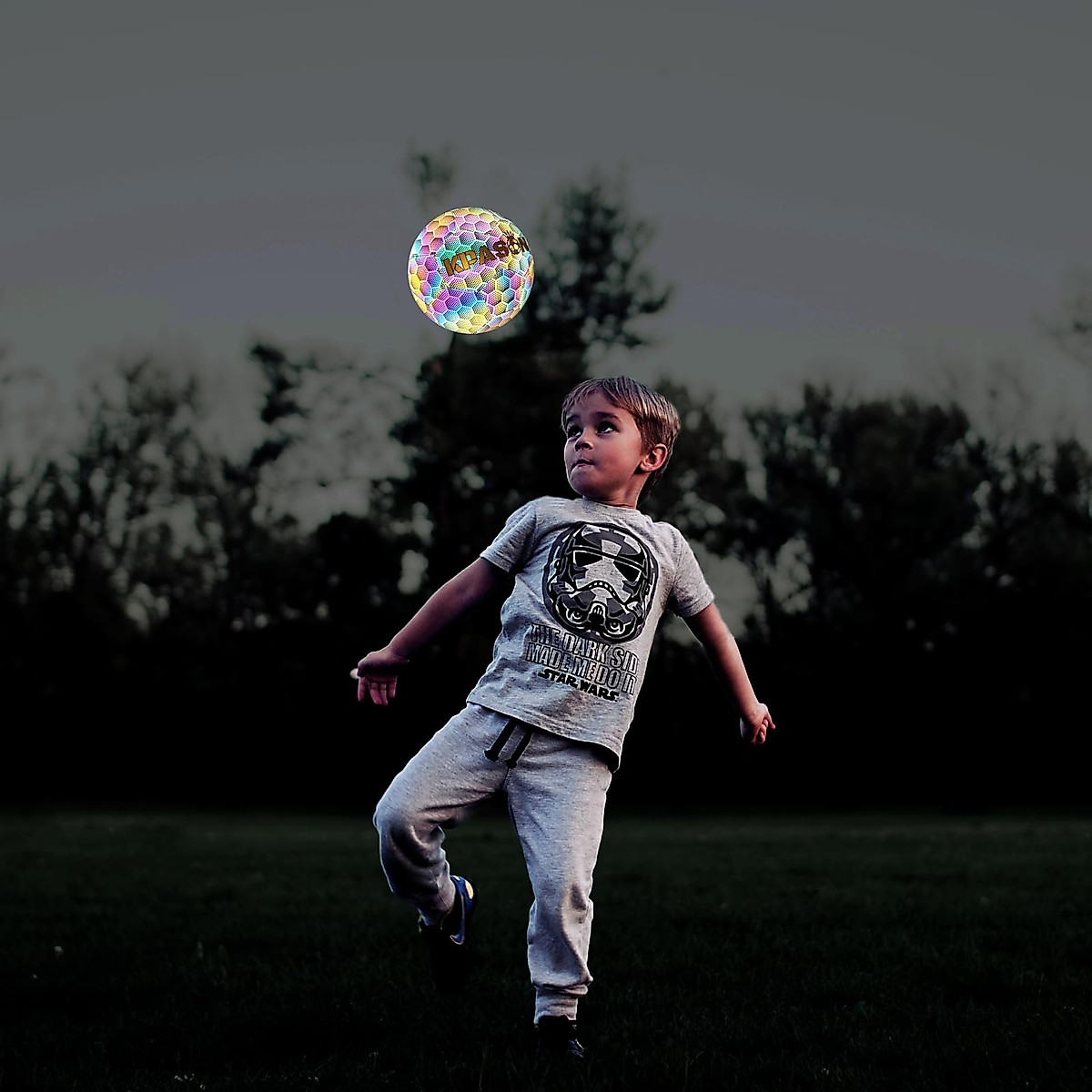 KPASON Soccer Ball, Holographic Soccer Ball Size 4, Reflective Glowing Soccer Ball Gift for Boys, Girls Indoor-Outdoor Soccer Training