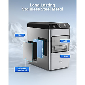 WIE Nugget Countertop Ice Maker, 37lbs/24H Soft Chewable Pebble Portable Ice Machine, One-Click Self-Cleaning Sonic Ice,for Home Kitchen Office, LED Night Light Ice Basket/Ice Scoop Stainless Steel