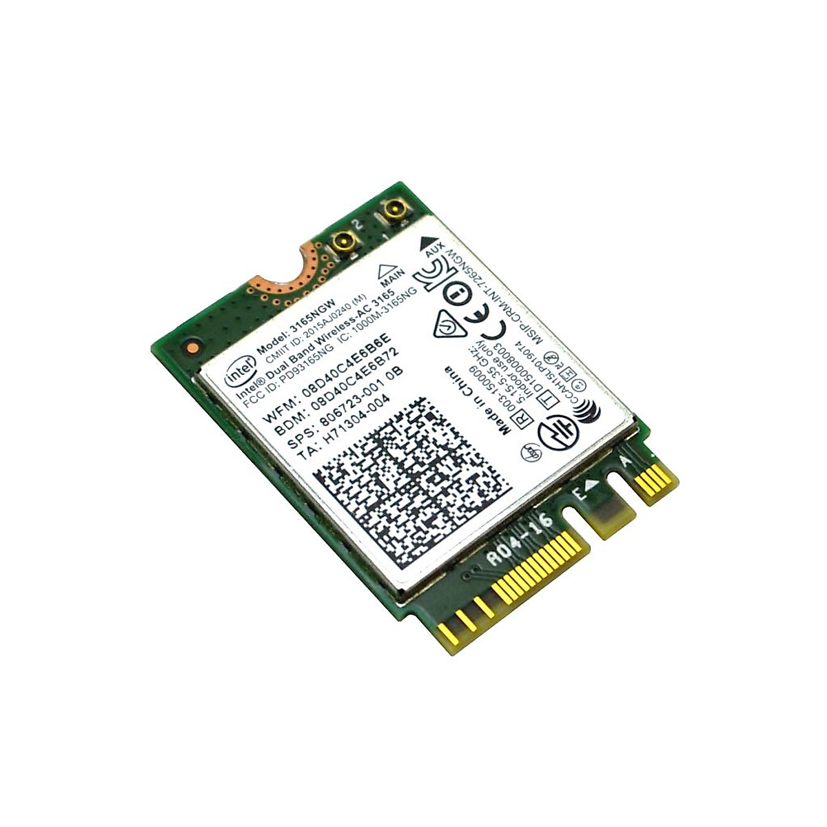 HP 806723-001 Intel Dual Band Wireless-AC 3165 802.11ac, Dual Band, 1x1 Wi-Fi and Bluetooth 4.0 WLAN module (Most of World)