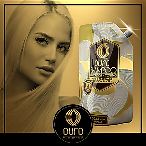 Ouro Shampoo Toning Nuance Blonde Silver Hair Treatment | Champu Matizador Para Cabellos Rubio y Platinado 33.81 oz