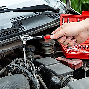 JENLEY Socket Wrench Set Ratchet Sets Mechanic Tools Kit Bit Sockets for Automotive Repair & Household,Metric,1/4-Inch Drive 46-Piece