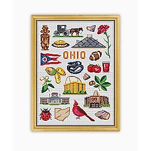 Ohio Collection CS1932 - Counted Cross Stitch KIT#2 Prime. Set of Threads, Needles, AIDA Fabric, Needle Threader, Embroidery Clippers and Printed Color Pattern Inside.