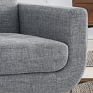 ROSEVERA Rylee 30”Accent Fabric Upholstered Arm Tufted Comfy for Reading in Bedroom,Living Room, Sofa Chair,Armchair for Small Space,Wood Legs, Standard, Gray Linen