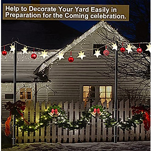 Derkniel 10 FT Outdoor String Light Pole Stand for Garden Lawn, Adjustable Globe Patio Light Post for Hanging Outside Decorate Lighting, 2 Packs