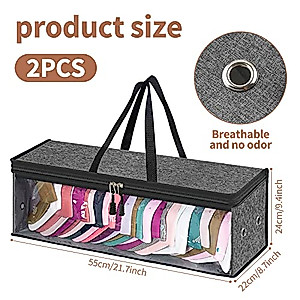 2 Packs Hat Organizer for Baseball Caps Baseball Hat Storage Transparent Windows Large Cap Organizer Carrying Handles Bag Dust-proof Breathable Hat Holder Extra Width 21.7’’L x 8.7’’W x 9.4’’H (Gray)