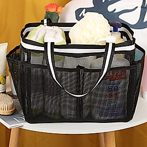 Ocim XL Portable Shower Caddy Basket - Mesh Shower Tote Bag for Travel College Dorm Gym Camping - Black