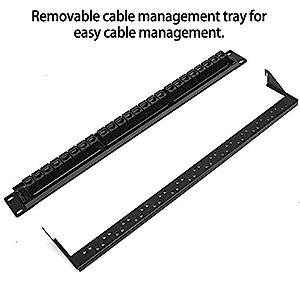 Essenc 19Inch 1U Cabinet Rack Pass-Through 24 Port CAT6 Patch Panel RJ45 Cable Jack Modular Frame