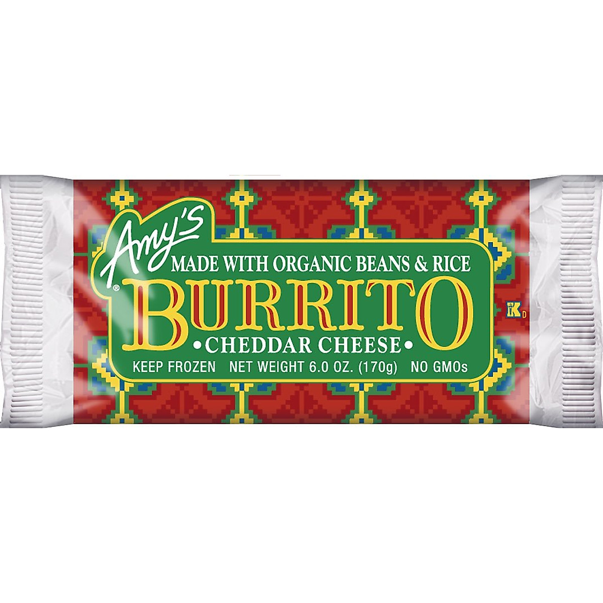 Amy's Bean Rice & Cheese Burrito, Organic, 6-Ounce Boxes (Pack of 12)