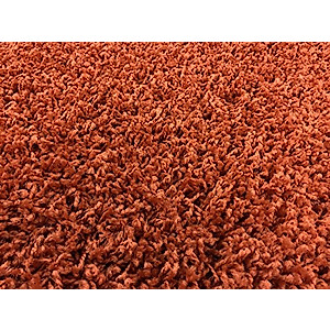 Shaggy Collection Solid Color Shag Area Rugs (Burnt Orange, 5'x7') (4097)