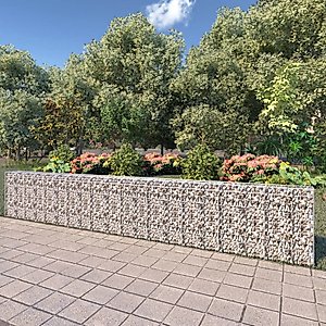 Gabion Wall with Covers,Garden Fence Border,Portable Fence,Privacy Fence,Fencing for Yard,Private Fence,Garden Fence for Dogs,for Patio,Backyard,Outdoor Pool,Porch,Galvanized Steel 236"x11.8"x39.4"