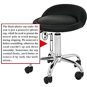 HomGarden Adjustable Hydraulic Rolling Swivel Stool for Massage Salon Office Facial Spa Medical Tattoo Chair Stool w/Backrest Cushion & Wheels,Set of 4
