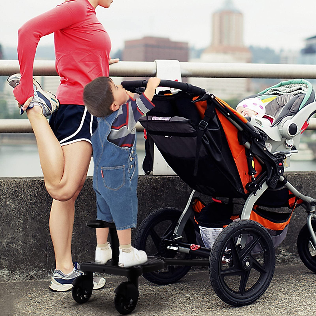 Universal Stroller Board with Removable Seat- 2-in-1 Sit and Stand Baby Stroller Rider Board Stable Stroller Glider Board Stroller Ride Board Fit for Most Brands' Stroller (Holds Children Up to 55lbs)