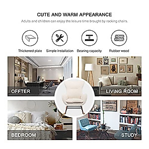 Virabit Small Rocking Chair Nursery, Modern Glider Rocker Armchair for Baby Nursery, Comfy Accent Glider Chair for Nursery, Living Room, Bedroom (Beige)