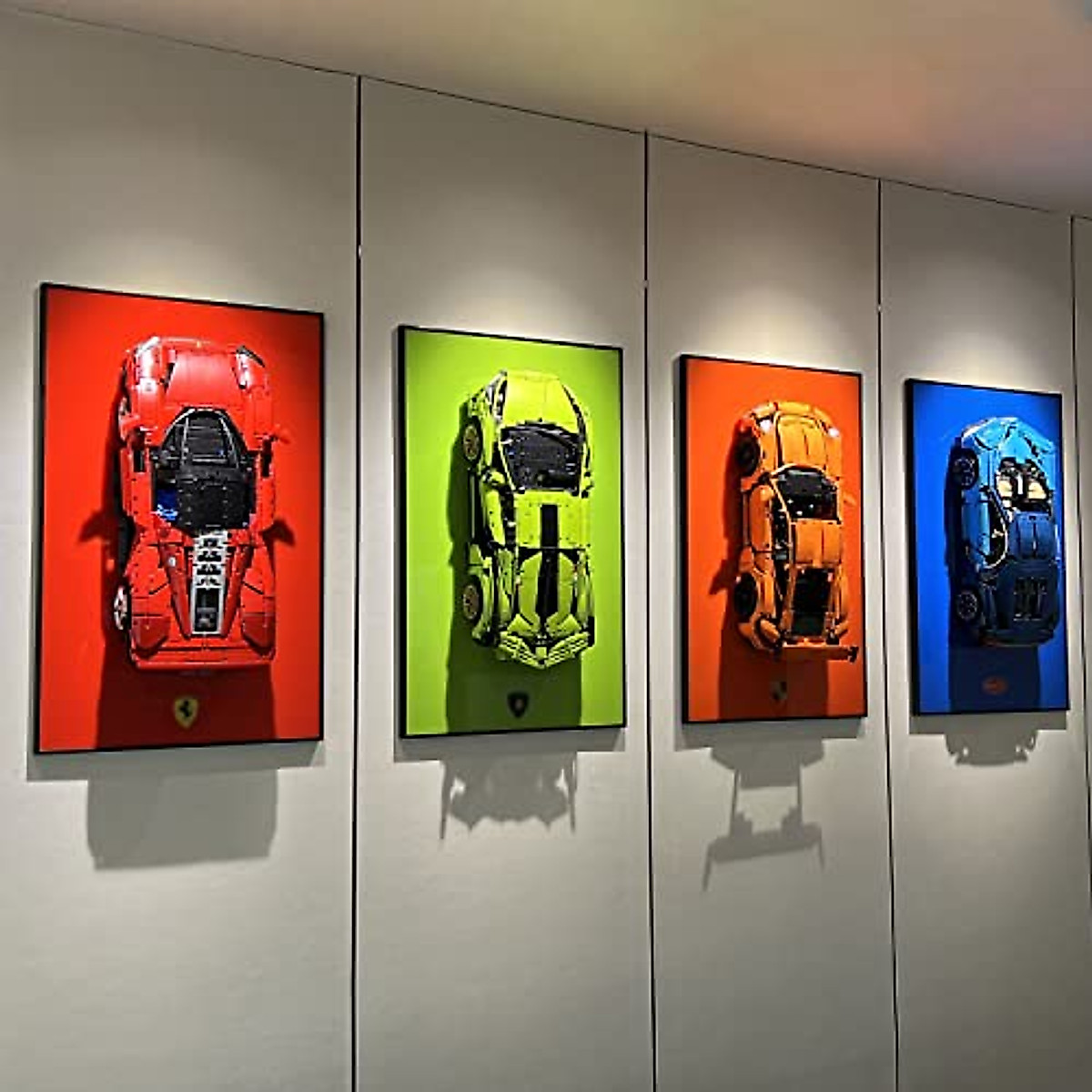 iLuane Display Wallboard for LEGO 42083 Bugatti Chiron Bundle With LEGO 42115 Lamborghini Sián FKP 37 Bundle With LEGO 42056 Porsche 911 GT3 RS Bundle With Lego 42143 Ferrari Daytona SP3 (Only Display
