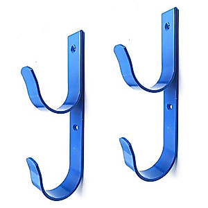 4 PCS Set Wide Pool Pole Hangers Heavy Duty Blue Aluminium Holder Hooks with Screws Perfect Hook Holders for Swimming Pool,Telescopic Poles,Skimmers,Nets Brushes,Vacuum Hose,Garden Equipment Etc
