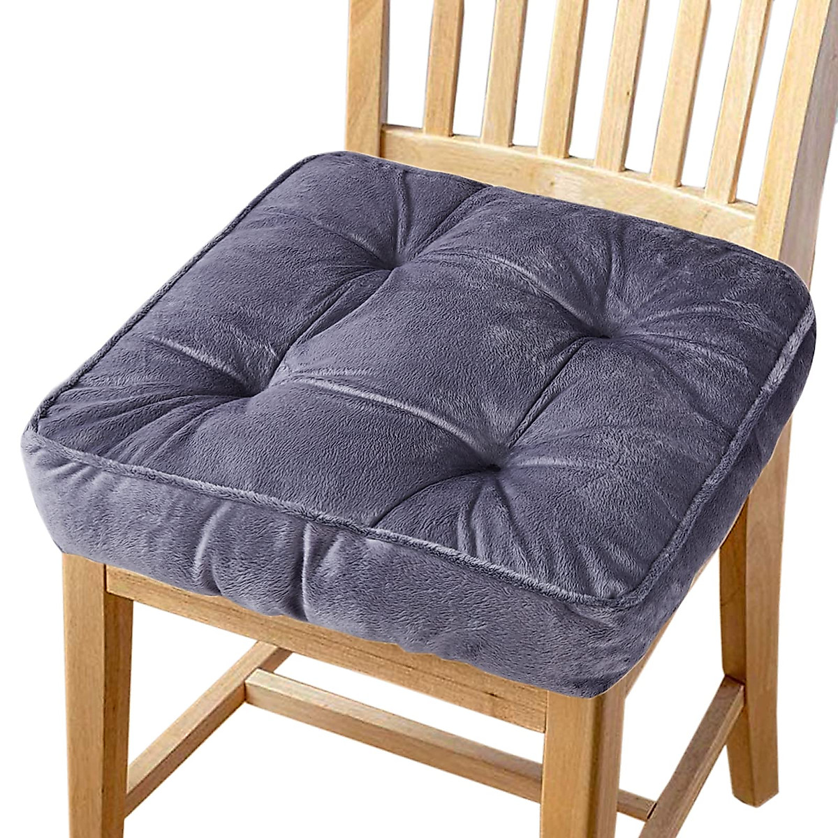 Big Hippo Chair Pads Square Chair Cushion with Ties Soft Thicken Seat Pads Cushion Pillow for Office,Home or Car Sitting 17" x 17"(Grey)