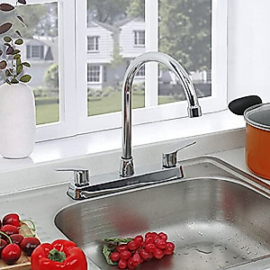 SOLVEX 2 Handle Kitchen Sink Faucet, High Arc 360 Swivel Stainless Steel Pipe 3 Hole Kitchen Faucet, Commercial Modern Chrome Kitchen Sink Faucet, US-SP-80066
