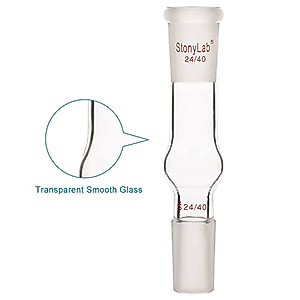 stonylab Glass Straight Drying Tube, Borosilicate Glass Drying Tube Adapter with 24/40 Standard Taper Joints for Laboratory Lab Supply