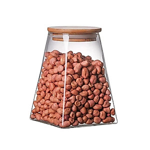 WEIRUIFANZHI 3 Pack Glass Food Storage Jars with Bamboo Lids Set Clear Airtight Canisters Kitchen Decorative Containers for Candy,Cookie Coffee,Sugar,Spice(17OZ/25OZ/32OZ)