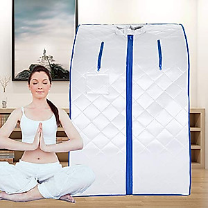 KUPPET Portable Infrared Home Spa, Infrared Portable Sauna, with Heating Foot Pad and Chair, Remote Control, 30 Minutes Timer (Infrared 36.6''H,Silver)