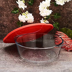 ums Glass Casserole Dish - Borosilicate Glass, Bakeware with Lid | Food Storage Glass Baking Dish with Lid, Oven, Stove, Microwave, Dishwasher and Refrigerator Safe Baking Dish - 2.2 Quarts