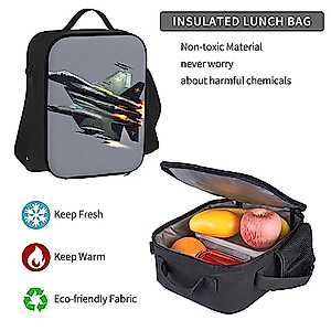 OdDdot 3Pcs Backpack Sets, Print Jet fighter Backpack with Lunch Box And Pencil Case, Large Capacity Backpack Bookbag