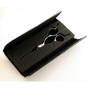 Beard Trimming Scissors, Mustache Scissors, Titanium - 5.5" (14cm) + Presentation Case and Tip Protector