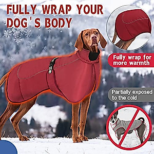 Warm Dog Winter Coat Adjustable Dog Winter Jacket Reflective Dog Snow Jacket Turtleneck Dog Winter Clothes for Large Medium Dogs (XX-Large, Red)