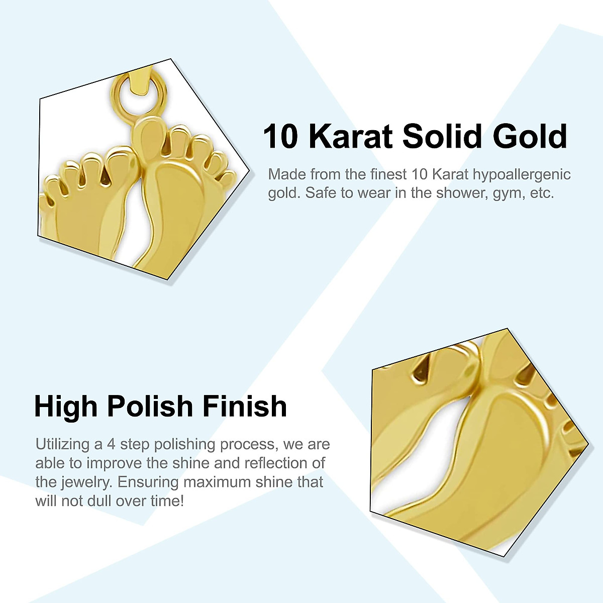 Gold Baby Feet Charm Pendant - 10 Karat Gold - Newborn Gift - Baby Feet Jewelry (Style 1)