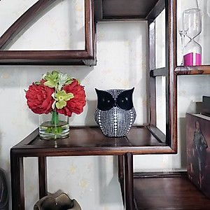 HOWFIELD Resin Owl Statue Home Decor - Black Owl Sculpture, Bird Statue, Small Accents for Bedroom, Office, Garden, Bookshelf, TV Stand Figurines(Black)