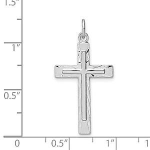 Solid 925 Sterling Silver Diamond-Cut Cross Pendant Charm