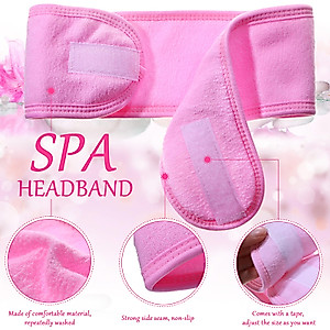 24 Pcs Spa Headband Bulk Makeup Facial Headband for Washing Face, Terry Cloth Headband Head Wraps for Facials, Adjustable Stretch Towel with Hook and Loop Non Slip, White, Pink, Grey, Black