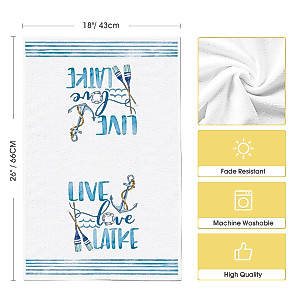 Artoid Mode Buffalo Plaid Stripes Anchors Lake Summer Kitchen Towels Dish Towels, 18x26 Inch Seasonal Decoration Hand Towels Set of 4