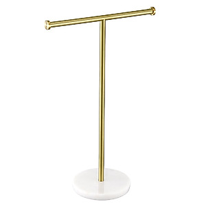KES Gold Towel Rack Countertop, Hand Towel Stand 16.5" Height T-Shape Bath Towel Rack, Hand Towel Holder with Marble Base, Small Towel Rack Weighted Base SUS304 Stainless Steel, BTH205S14B-BZ