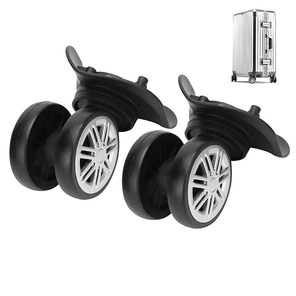 2 Pcs Luggage Suitcase Wheels, Replacement Luggage Wheels Swivel Luggage Mute Wheel Outdoor Mute Double Row Wheel with Multiple Screws for Draw‑bar Box Code Case