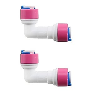 Check Valve ZZHXSM 2pcs 1/4" to 1/4" One Way Push Fit Elbow Quick Connect Check Valves Non Return RO Pure Water Reverse Osmosis System Plastic Pipe Connector