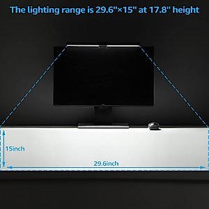TORCHSTAR LED Computer Monitor Lamp, Auto-Dimming, CRI 97 Eye-Caring Adjustment LED Screen Light Bar, E-Reading USB Powered Monitor Light for Gaming Desk Office, Touch Control, Black
