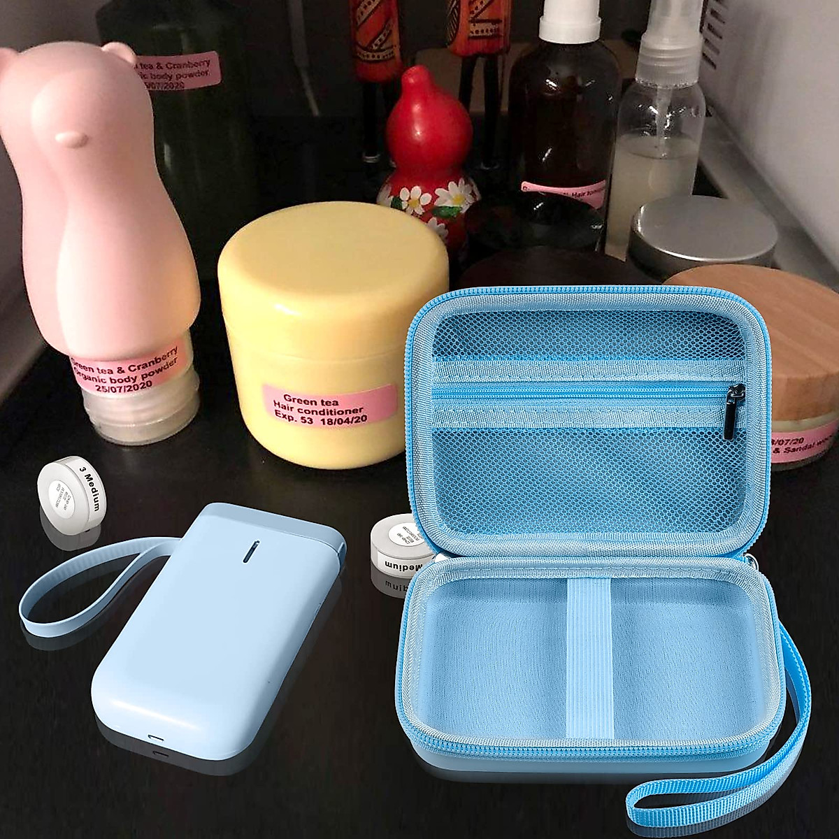 Case Compatible with NIIMBOT D11 Label Printer，Carrying Bag Storage Holder for Mini Smart Label Maker Label Printer Machine and Paper (Blue)