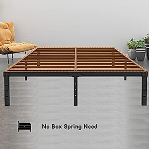 Homdock Queen Size Bed Frame- 14 Inch Metal Platform/Sturdy Strong Steel Structure 3500 lbs Heavy Duty/Noise Free/None Slip Mattress Foundation/No Box Spring Needed/Black Finish, Queen
