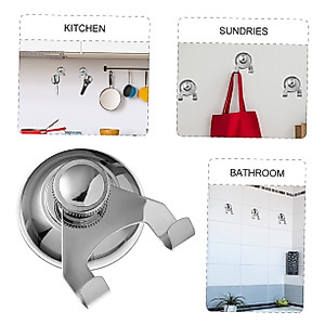 STOBAZA 2pcs Sucker Clothes Hook Metal Shower Suction Cup Hooks Shower Suction Hooks Bathroom Suction Hooks Heavy Duty Hangers Bathroom Organizer Stainless Steel No Punching Wall Hook