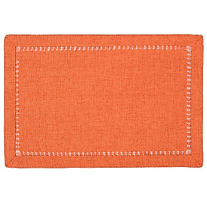Grelucgo Set of 6 Orange Table Placemats for Halloween Thanksgiving Fall Autumn Holidays, Rectangular 12 by 18 Inch
