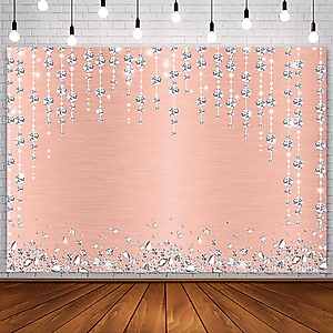 Sendy SENDY 7x5ft Rose Gold Diamonds Curtain Backdrop for Photography Birthday Party Decorations Wedding Bridal Shower
