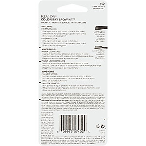 Revlon Eyebrow Kit, ColorStay Brow Kit Eye Makeup with Longwearing Brow Powder, Pomade, Spoolie & Angled Brush Tip, 102 Dark Brown, 0.08 Oz