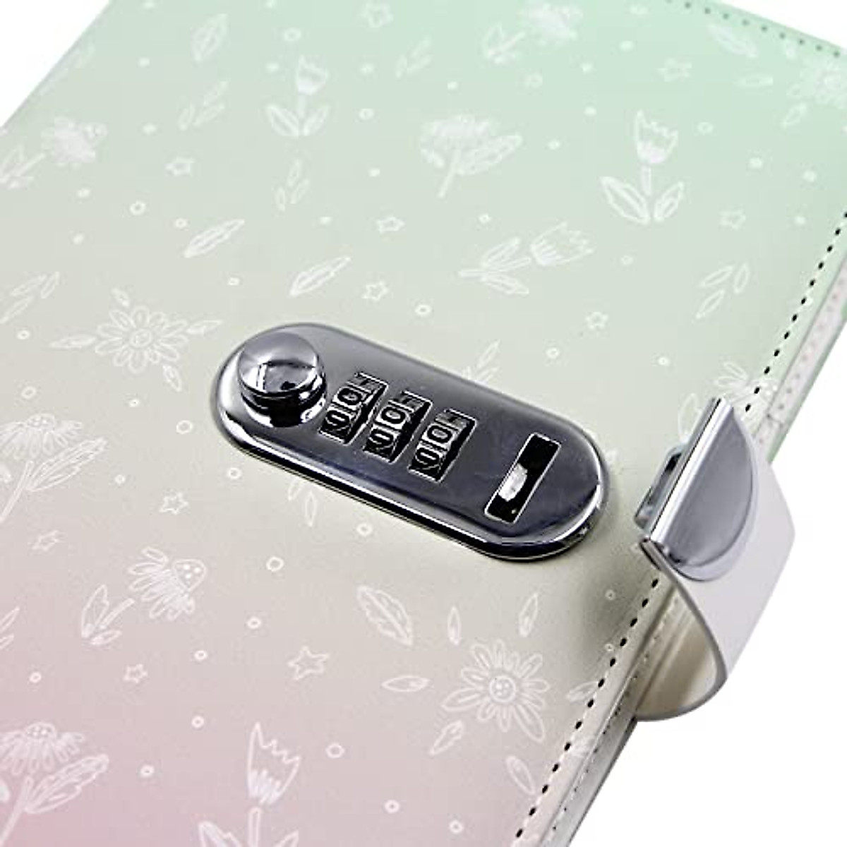 Pamayaneen PU Leather Password Lock Journal Dairy with Digital Lock for Women Girls Floral Password Notebook Locking Planner