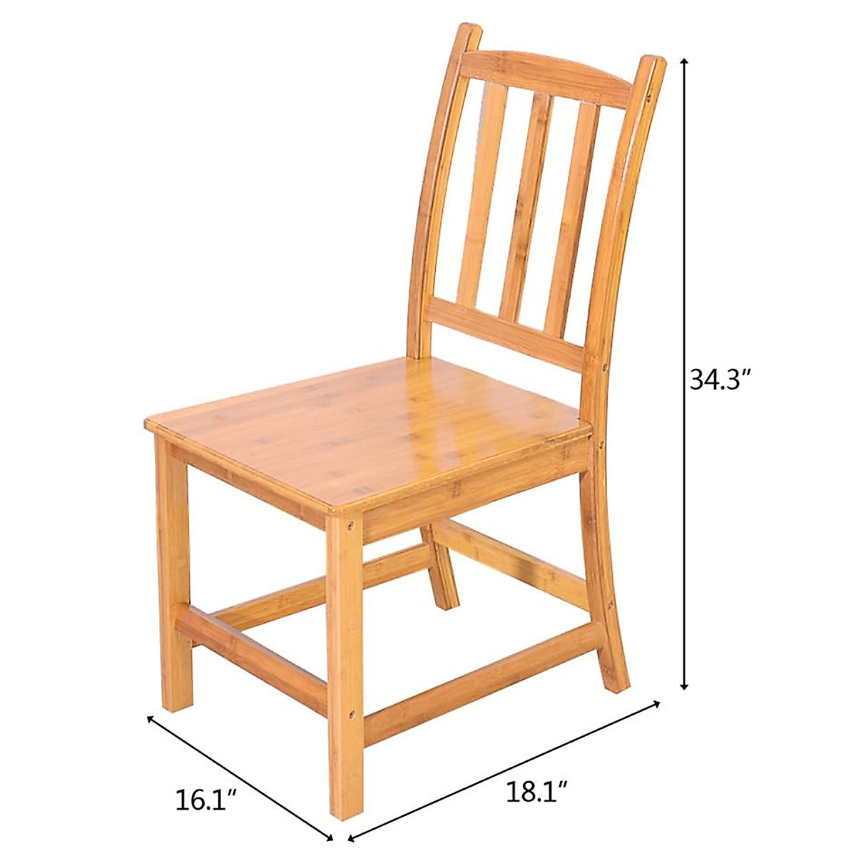 Huedimboene Set of 2 Farmhouse Armless Dining Chairs for Kitchen, Kitchen Chair with Rake Back, Wooden Dining Room Chairs, 18.1''D x 16.1''W x 34.2''H, Natural Color